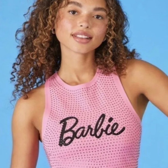 Barbie | Tops | Forever 2 X Barbie Rhinestone Logo Top Plus Crop ...